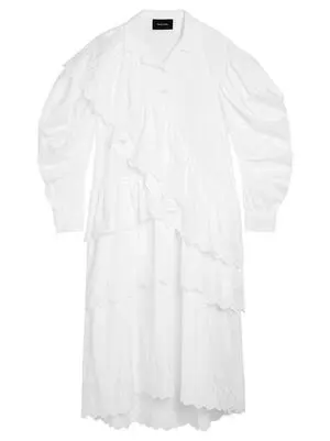 Simone Rocha Ruffled Cotton Midi Shirt Dress - White