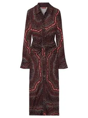 Altuzarra Claudia Ruched Printed Stretch-jersey Midi Shirt Dress - Black