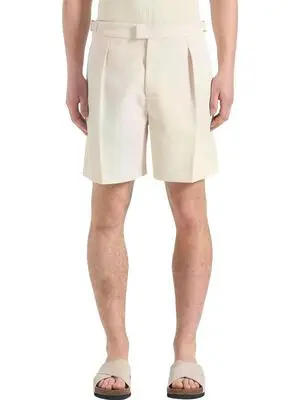 Manière De Voir Marin Twill Pleated Shorts - Neutrals
