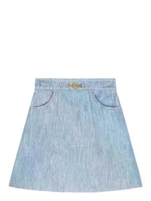 Patou Pocketed A-line Mini Skirt - Blue