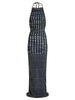Patou Halterneck Polka Dot Maxi Dress - Black