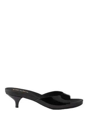 Prada 45mm Leather Heeled Mules - Black