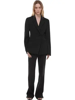 Helmut Lang Wardrobe Wool Gabardine Tailored Blazer - Black