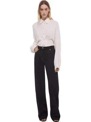 Helmut Lang Relaxed Bootcut Wool Gabardine Trousers - Navy Melange