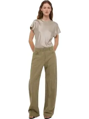 Helmut Lang Wrinkled Bootcut Trousers - Warm Sage