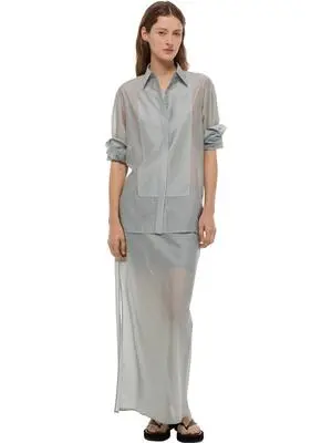 Helmut Lang Sheer Tux Shirt - Aqua Gray