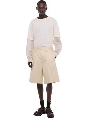 Helmut Lang Chino Pleated Shorts - Oatmeal
