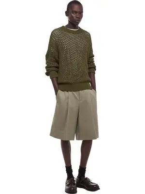 Helmut Lang Netted Crewneck Sweater - Olive
