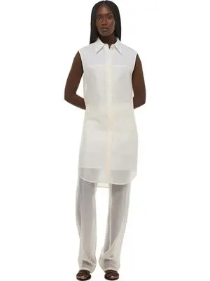 Helmut Lang Sleeveless Shirt Dress - White/soft White
