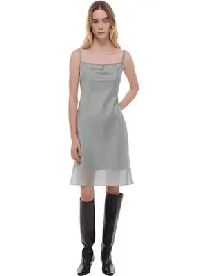 Helmut Lang Airy Voile Slip Mini Dress - Aqua Gray