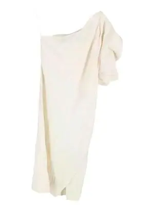 Bottega Veneta One-shoulder Linen Midi Dress - Neutrals
