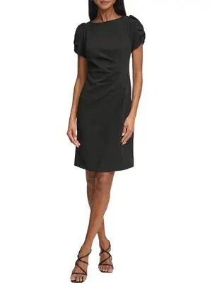 Karl Lagerfeld Paris Short Sleeve Crepe Sheath Dress - Black