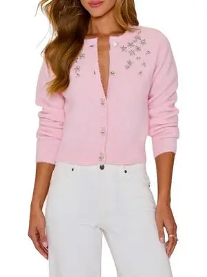 VICI Rhinestone Detail Cardigan - Pink