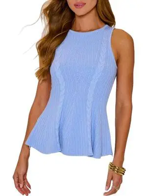 VICI Sleeveless Peplum Sweater - Baby Blue