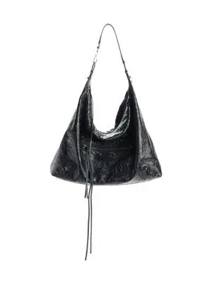 Balenciaga Le City Crinkled Leather Hobo Bag - 1000 Black