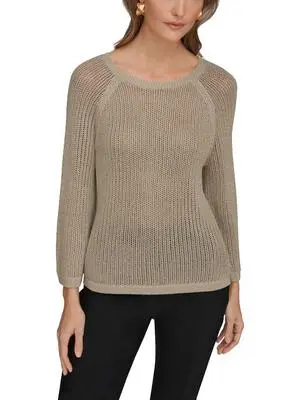 Donna Karan New York Metallic Sheer Sweater - Tuscan Grey