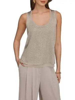 Donna Karan New York Sequin Shell Top - Tuscan Grey
