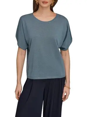 Donna Karan New York Slit Short Sleeve Sweater - Washed Indigo