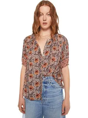 Natalie Martin Violet Floral Blouse - Tan