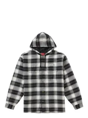 Supreme Quilted Hooded Plaid Shirt - Black