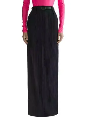 MUGLER Pinstripe Slit Skirt - Black