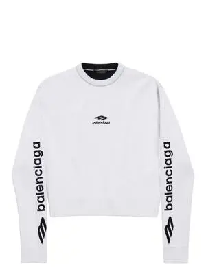 Balenciaga 3b Sports Icon Cropped Crewneck - White