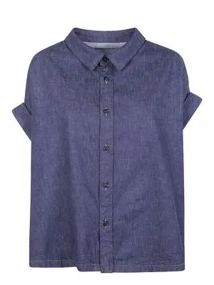 Y`S Short Sleeve Cotton Shirt - Blue