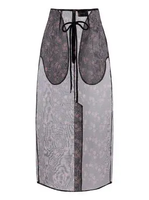 Simone Rocha Floral Print Midi Skirt - Black