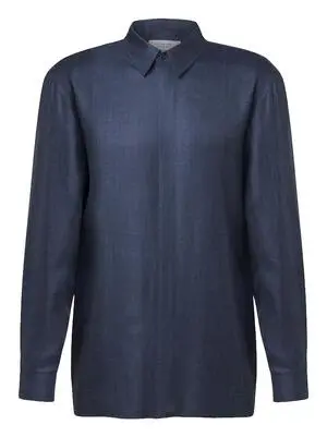 Gabriela Hearst Nicolas Wool, Silk, And Linen Shirt - Blue