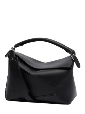 Loewe Puzzle Edge Medium Leather Tote Bag - Black