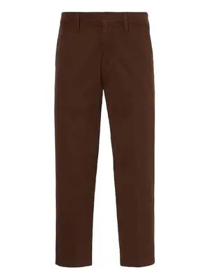 Prada Cropped Cotton Gabardine Slim Pants - Brown