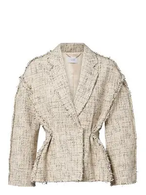 Erdem Cotton-blend Tweed Peplum Jacket - White