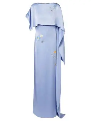 Erdem Embellished Caped Gown - Blue