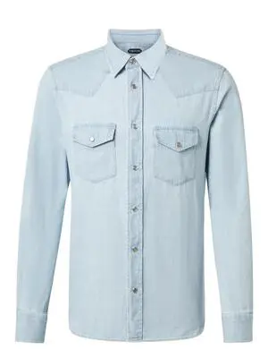 TOM FORD Cotton Chambray Shirt - Blue
