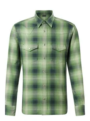 TOM FORD Checked Cotton Shirt - Green
