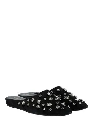 Veronica Beard Narcisa Crystal-embellished Suede Mules - Black
