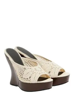 Magda Butrym 115mm Crochet Wedge Mules - White
