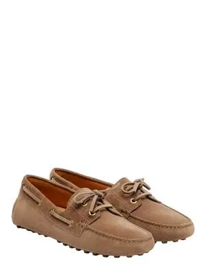 TOD'S Suede Boat Shoes - Beige