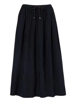 Veronica Beard Bates Gathered Taffeta Midi Skirt Blue