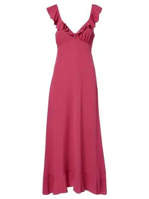 Chloé Ruffled Silk Midi Dress - Pink