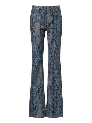 Etro Printed Flared Jeans - Blue