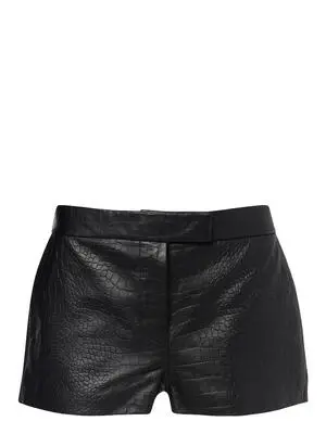 Alex Perry Croc-effect Leather Shorts - Black