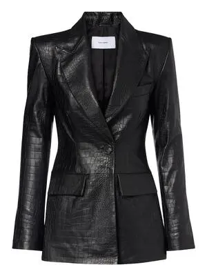 Alex Perry Croc-effect Leather Blazer - Black