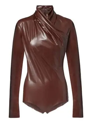 MUGLER Draped Bodysuit - Brown