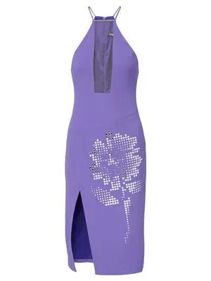 David Koma Asymmetric Embellished Floral Midi Dress - Purple