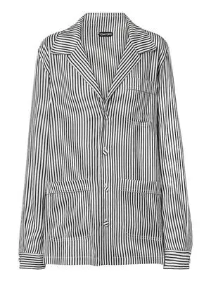 TOM FORD Striped Oversized Silk Shirt - Black