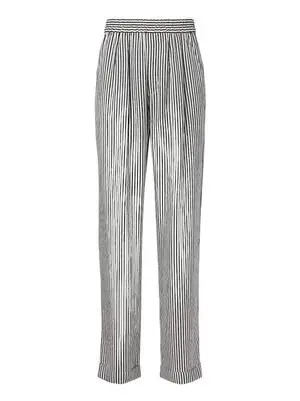 TOM FORD Striped Silk Straight Pants - Black