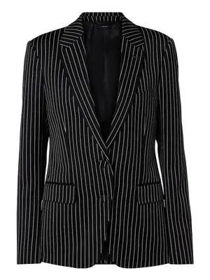 TOM FORD Pinstripe Wool And Cotton Blazer - Black