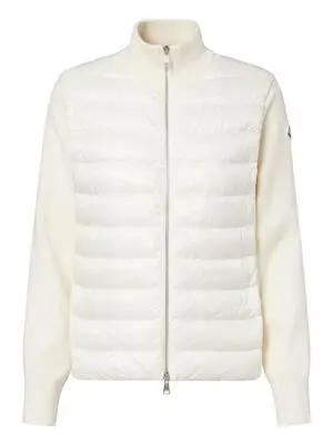 Moncler Down-paneled Virgin Wool Cardigan - White