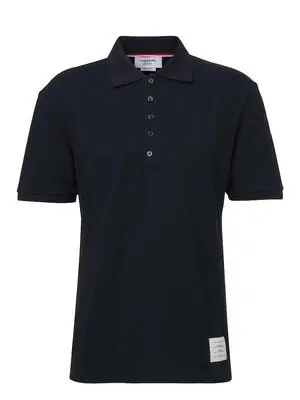 Thom Browne 4-bar Cotton Piqué Polo Shirt - Blue